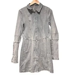 Free People | Dresses | Free People Thea Blue Denim Long Bell Sleeve ...